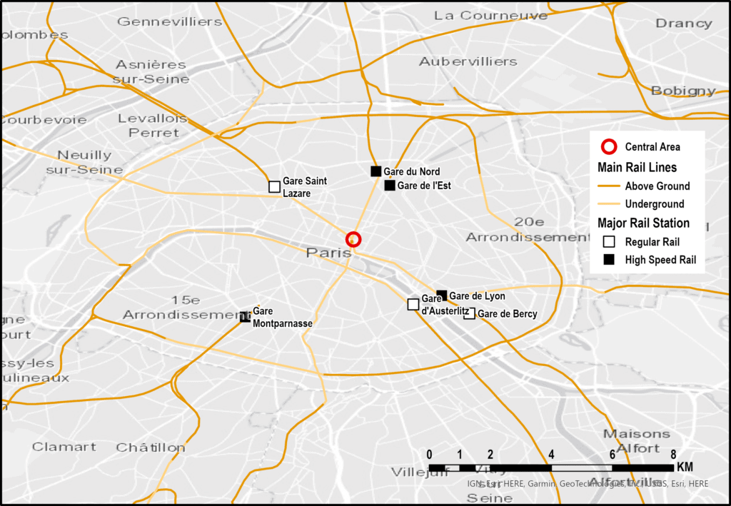 Major Rail Stations and Rail Lines in the Paris Metropolitan Area | The ...