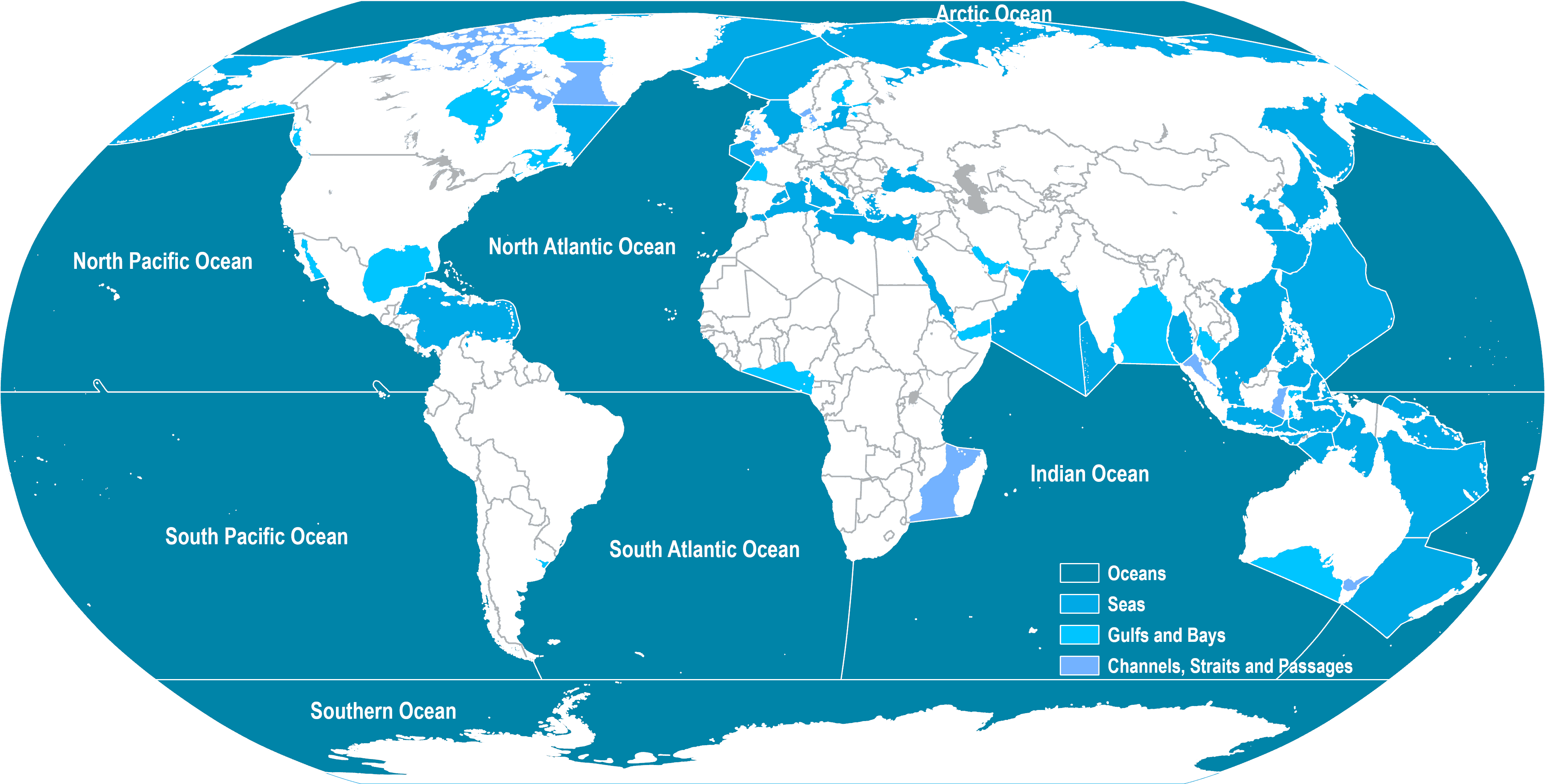World Map Oceans